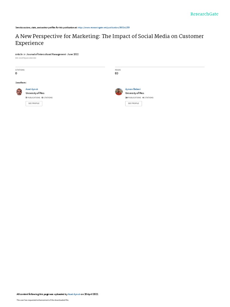 A New Perspective For Marketing: The Impact of Social Media On Customer Experience | PDF ...