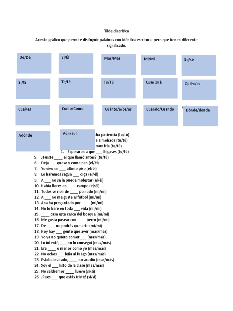Práctica y Teoria Tilde Diacritica | PDF