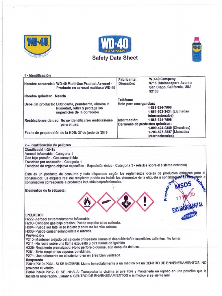 HDS WD-40 Aerosol | PDF