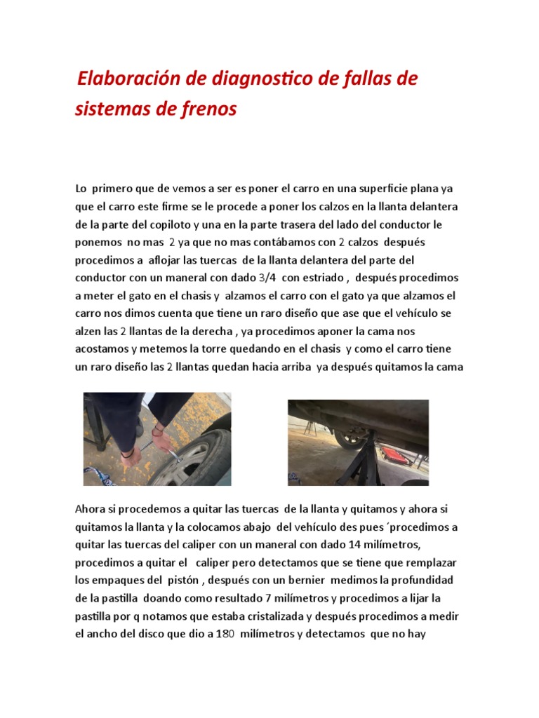 Análisis y reparación del sistema de frenos de un vehículo mediante la ...