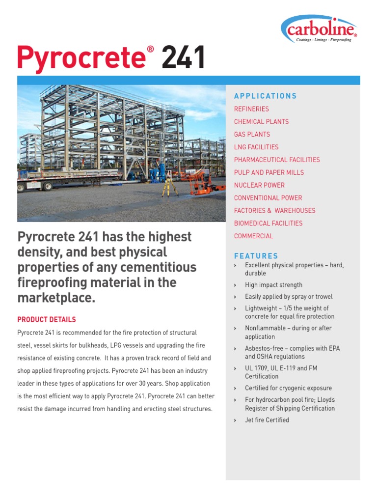Pyrocrete 241-ProductFlyer-072314 | PDF | Concrete | Materials