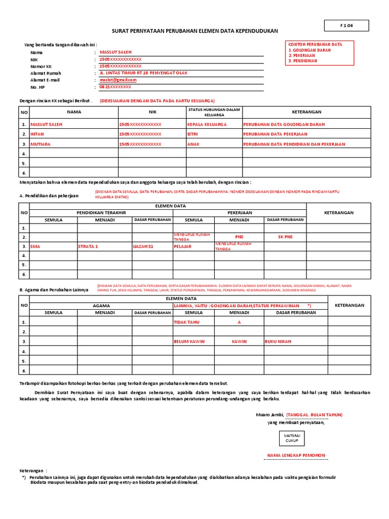 Formulir f1 06 1 | PDF