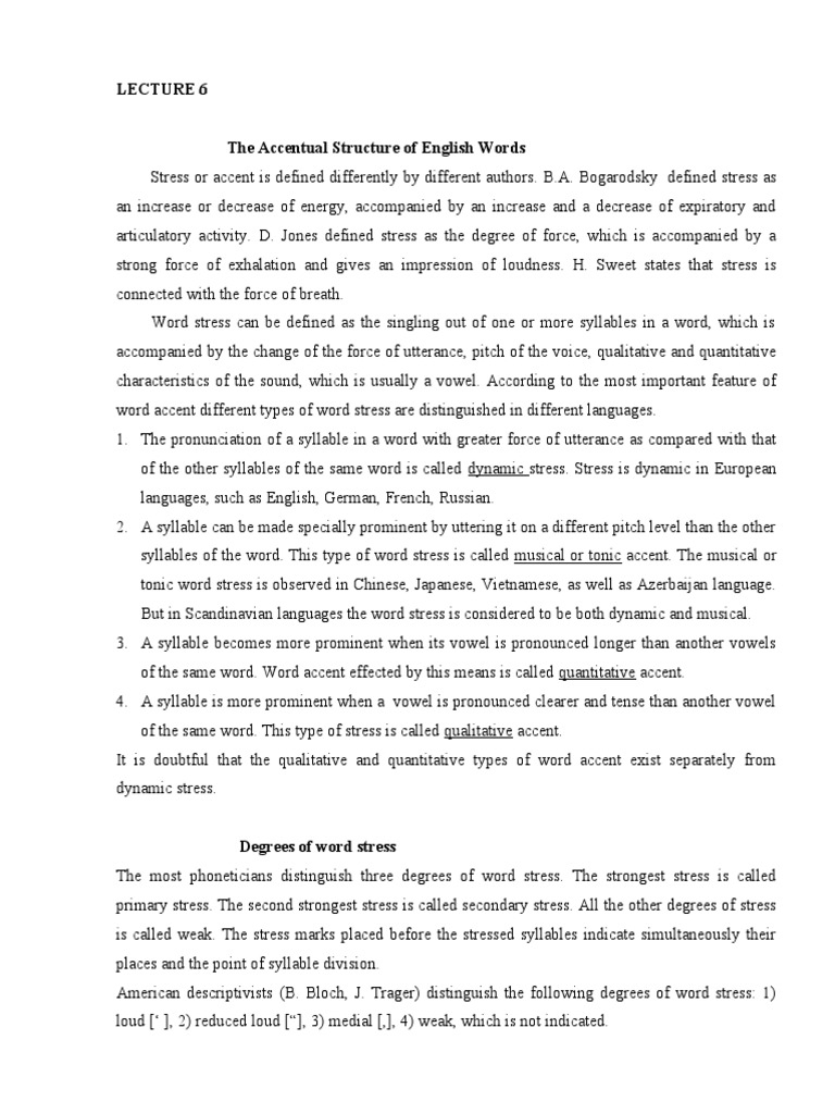 Phonetics-Lecture 6 | PDF | Stress (Linguistics) | Vowel Phonetics-Lecture 6 | PDF | Stress (Linguistics) | Vowel