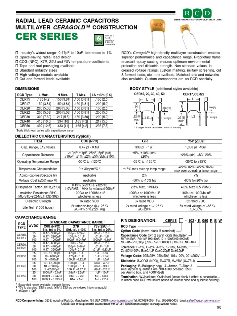 Datasheet | PDF | Capacitor | Electricity