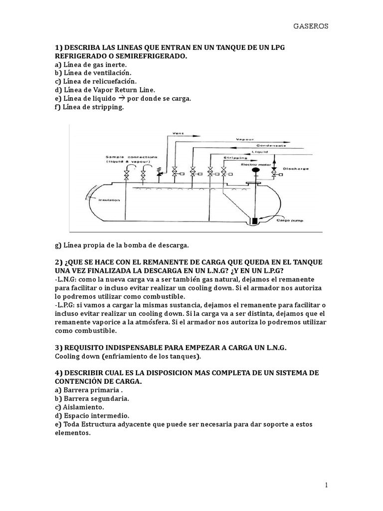 Líneas y Operaciones en Buques Gaseros | PDF | Gas natural licuado | Presión