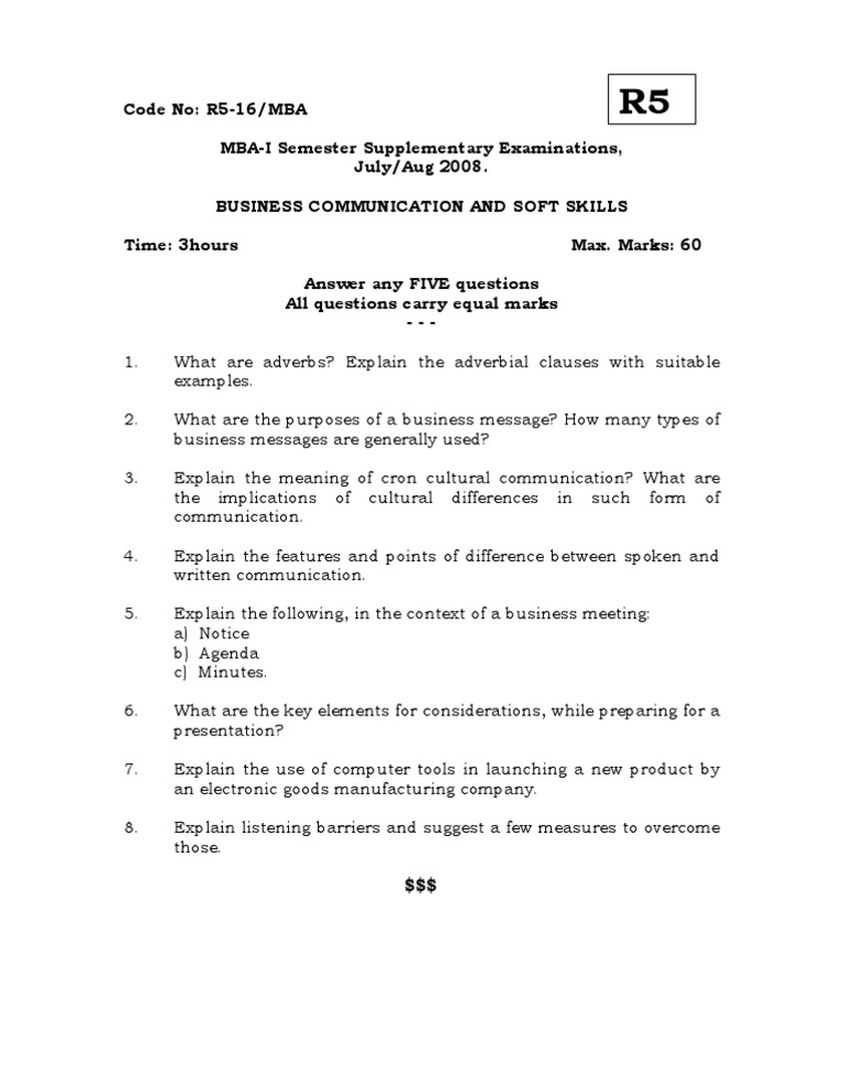 16-Mba-R5-Business Communication and Soft Skills | PDF