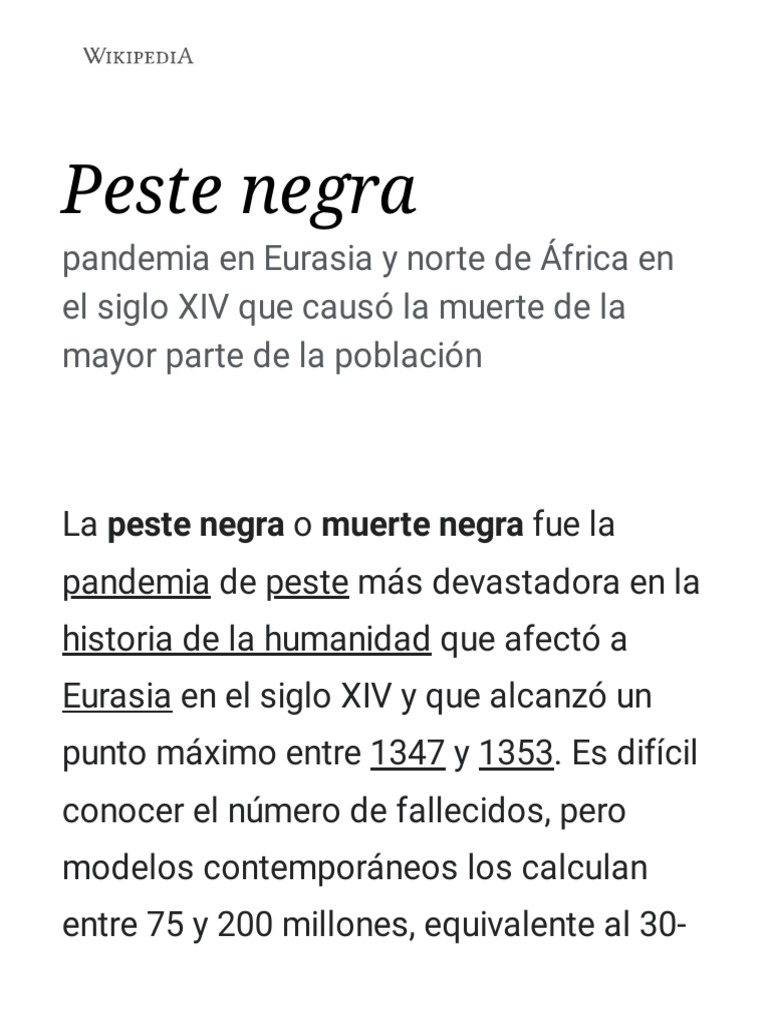 Peste Negra - Wikipedia, La Enciclopedia Libre | PDF | Muerte negra