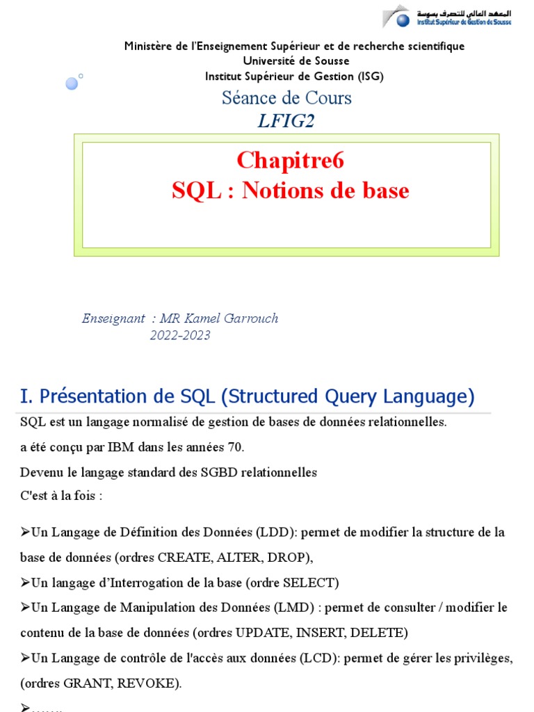 Chap 6 SQL | PDF