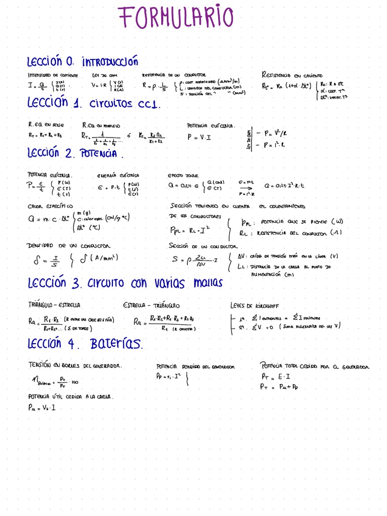 Fórmulas de Electricidad y Potencia | PDF | Ingenieria Eléctrica | Electricidad