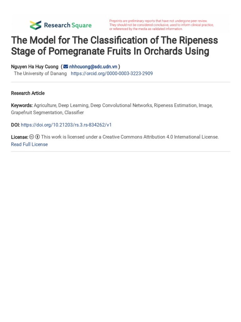 The Model For The Classification of The Ripeness S | PDF | Deep Learning | Agriculture