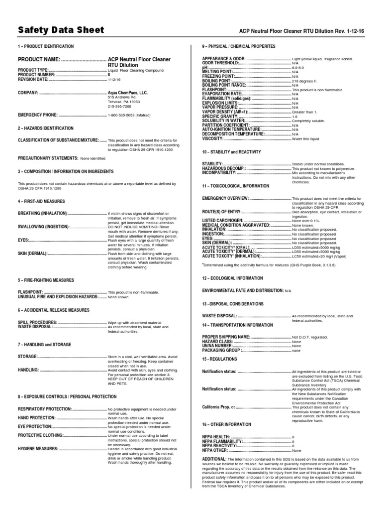 SDS Sheet Example | Download Free PDF | Dangerous Goods | Toxicity