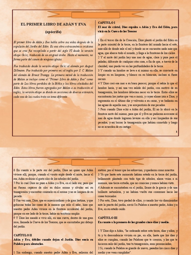 Aprocrifo - El Primer Libro de Adán y Eva | PDF