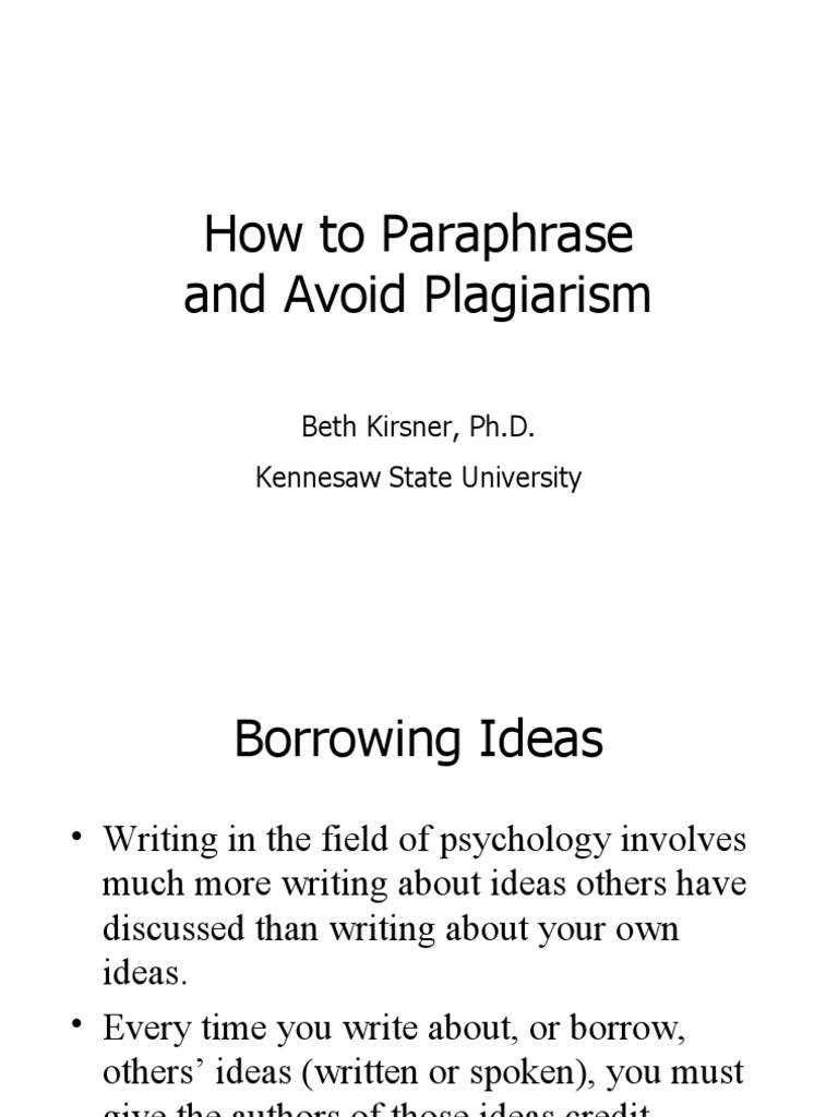 IV. How To Paraphrase and Avoid Plagiarism Lecture | PDF
