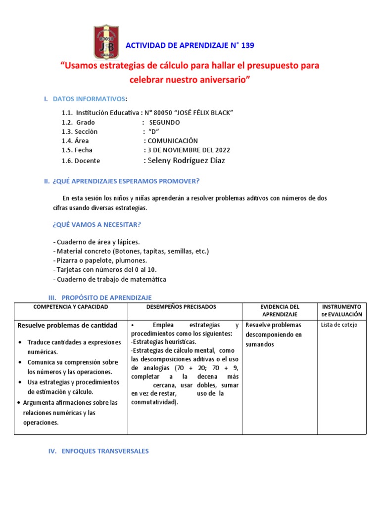 Usamos Estrategias de Calculo | PDF | Evaluación | Aprendizaje