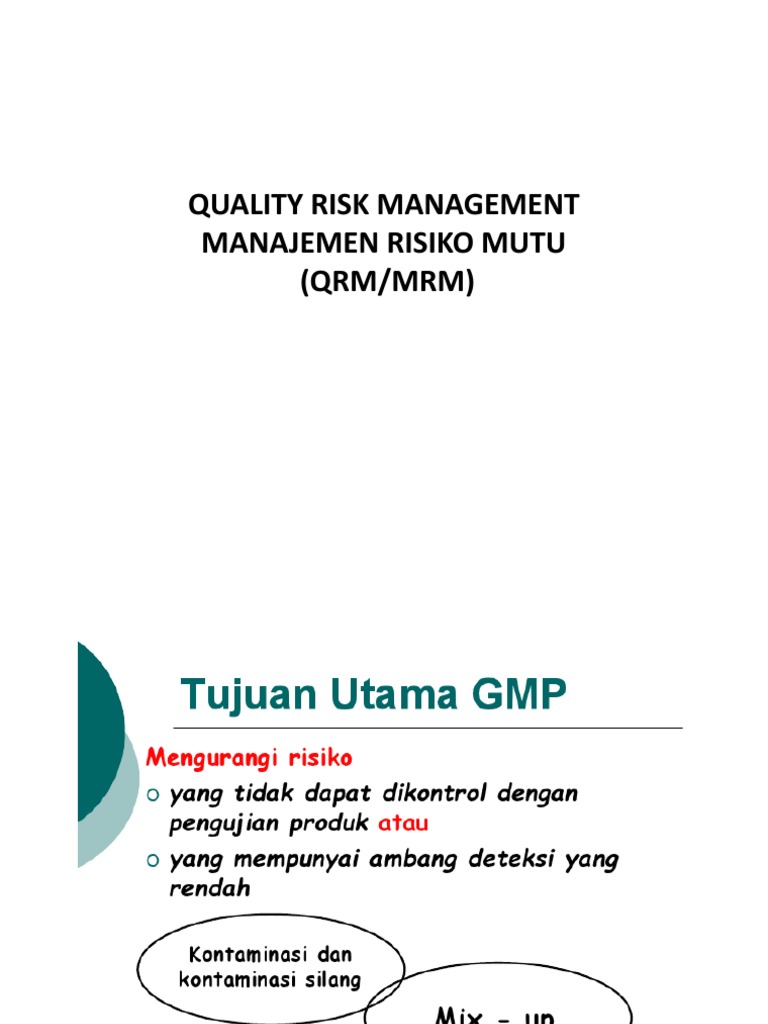 Quality Risk Management Manajemen Risiko Mutu (QRM/MRM) | Download Free ...
