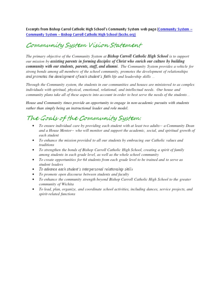 Bcchs Community System Excerpts | PDF