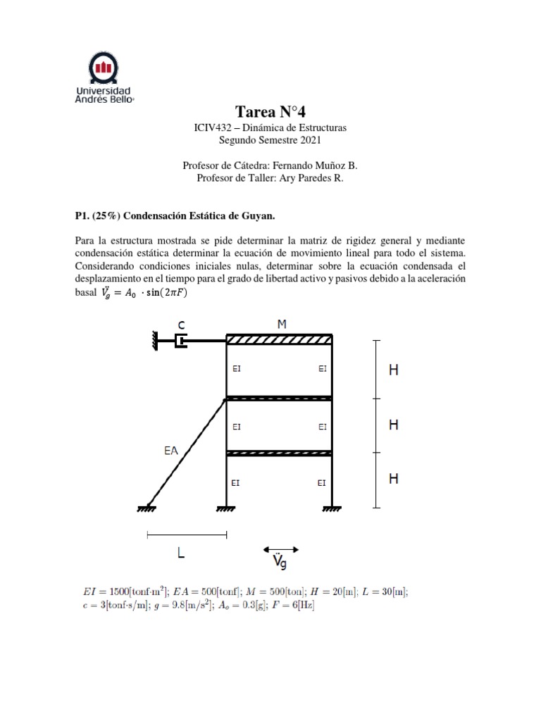Tarea 4 - Dinámica de Estructuras 2021-2 | PDF