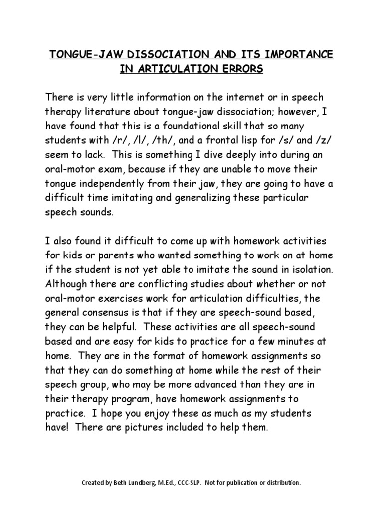 Tongue Jaw Dissociation Exercises | PDF | Homework