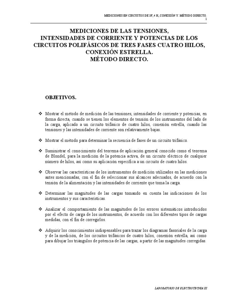 P2 - Med - 3F - 4h-Y-Md | PDF | Energia electrica | Corriente eléctrica