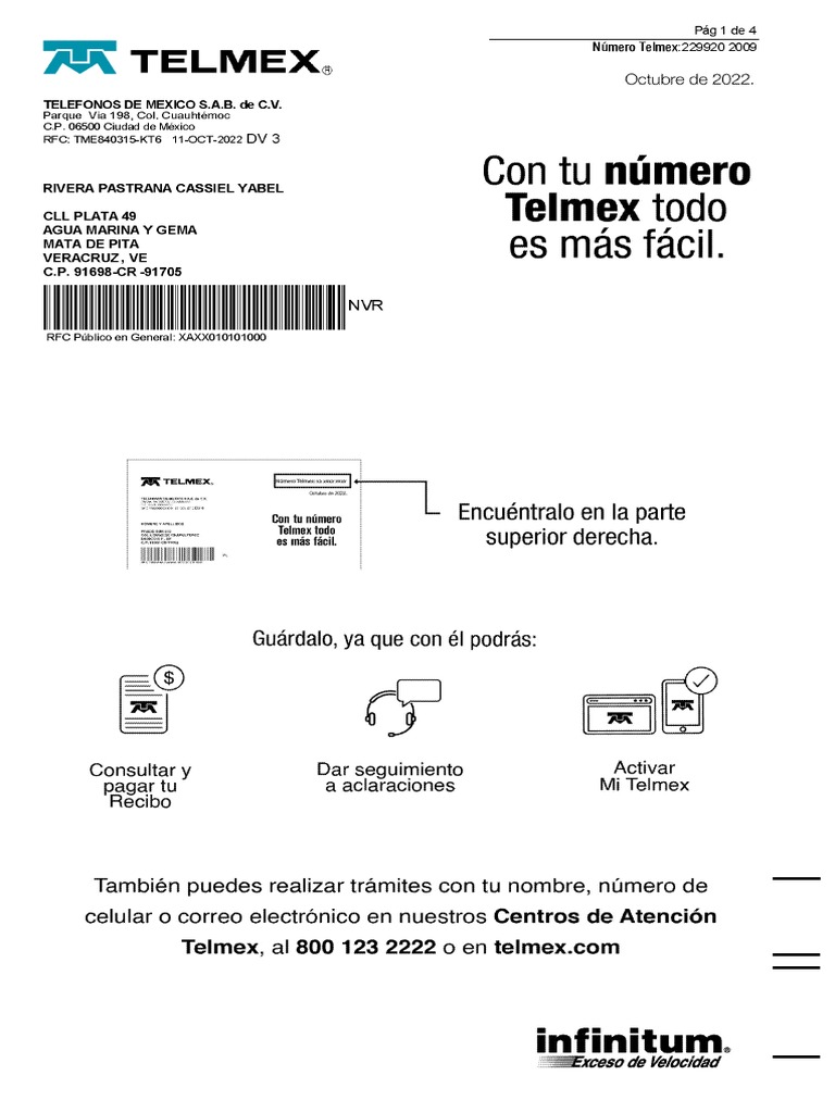 Recibo Telmex | PDF