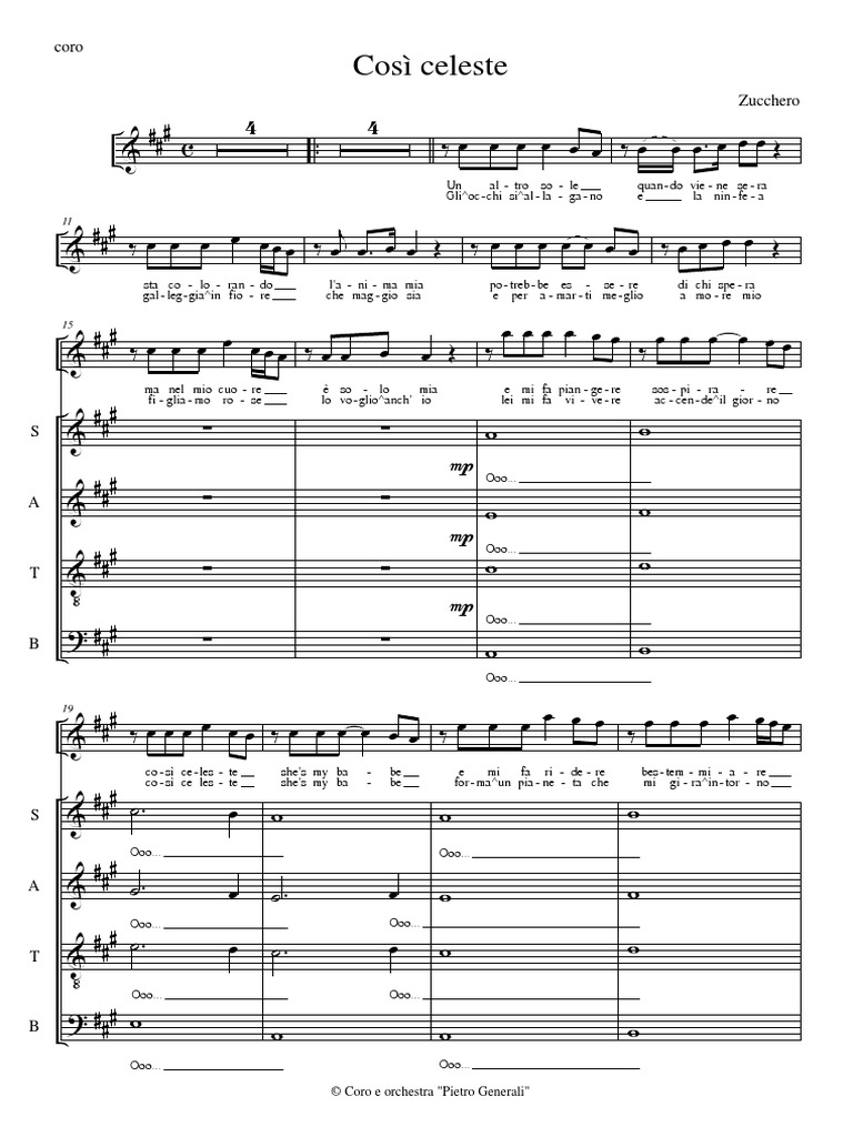 COSI CELESTE - Coro | PDF
