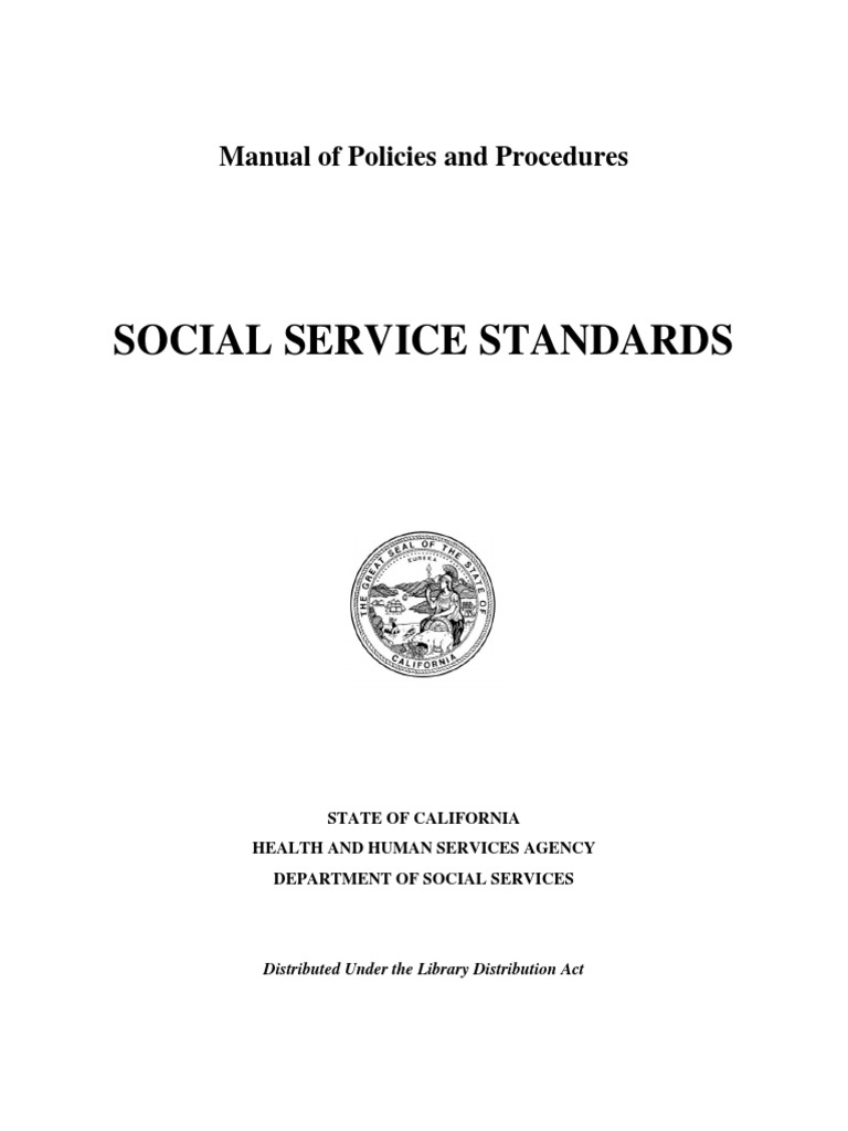 CA DSS Social Services Standards - Manual of Policies & Procedures | PDF