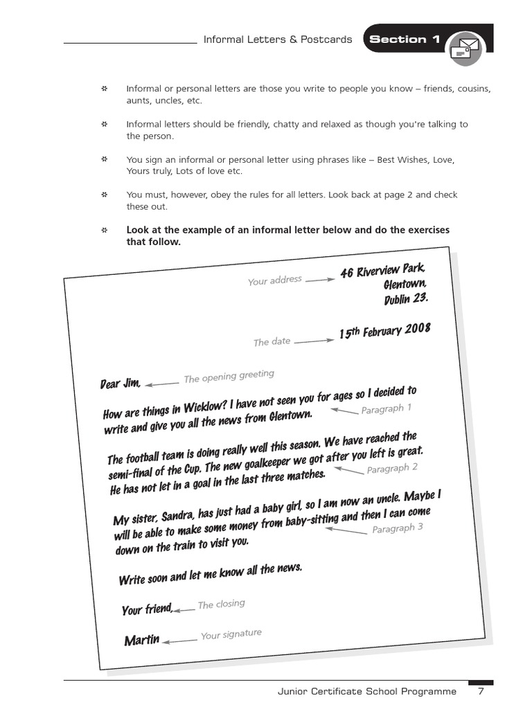 Informal Letters and Postcards | PDF