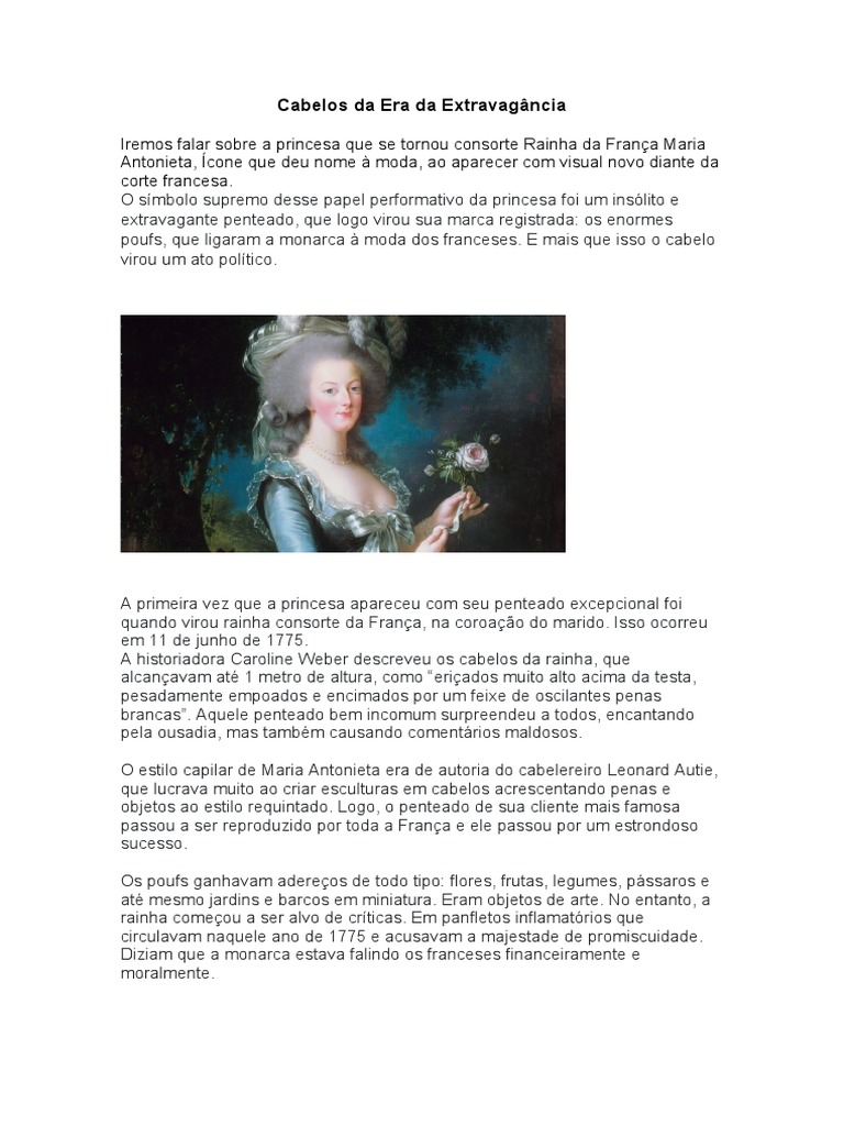 Cabelos Da Era Da Extravagância | PDF | Maria Antonieta | França