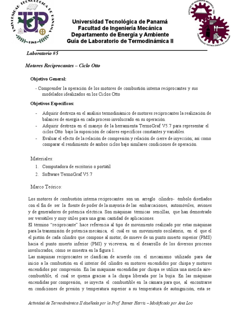 Guía 5 - Ciclo Otto | PDF | Motor de combustión interna | Tecnología del motor