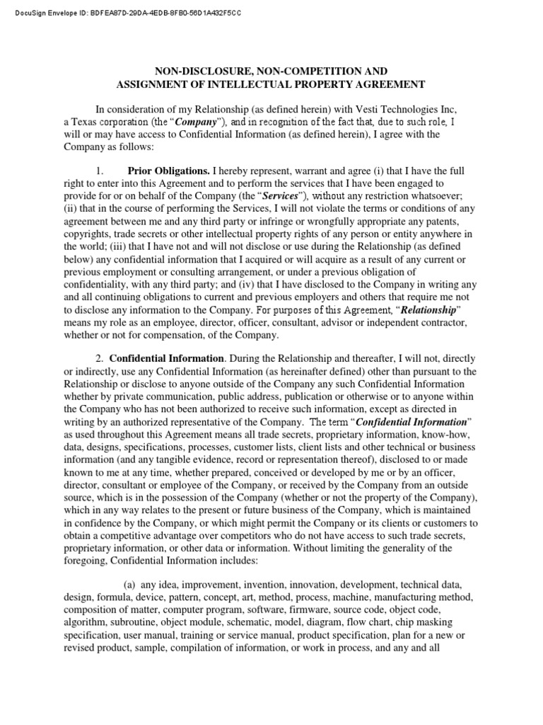 Employment and Consultant Agreeme NDA - IP Assignment | PDF | Non ...