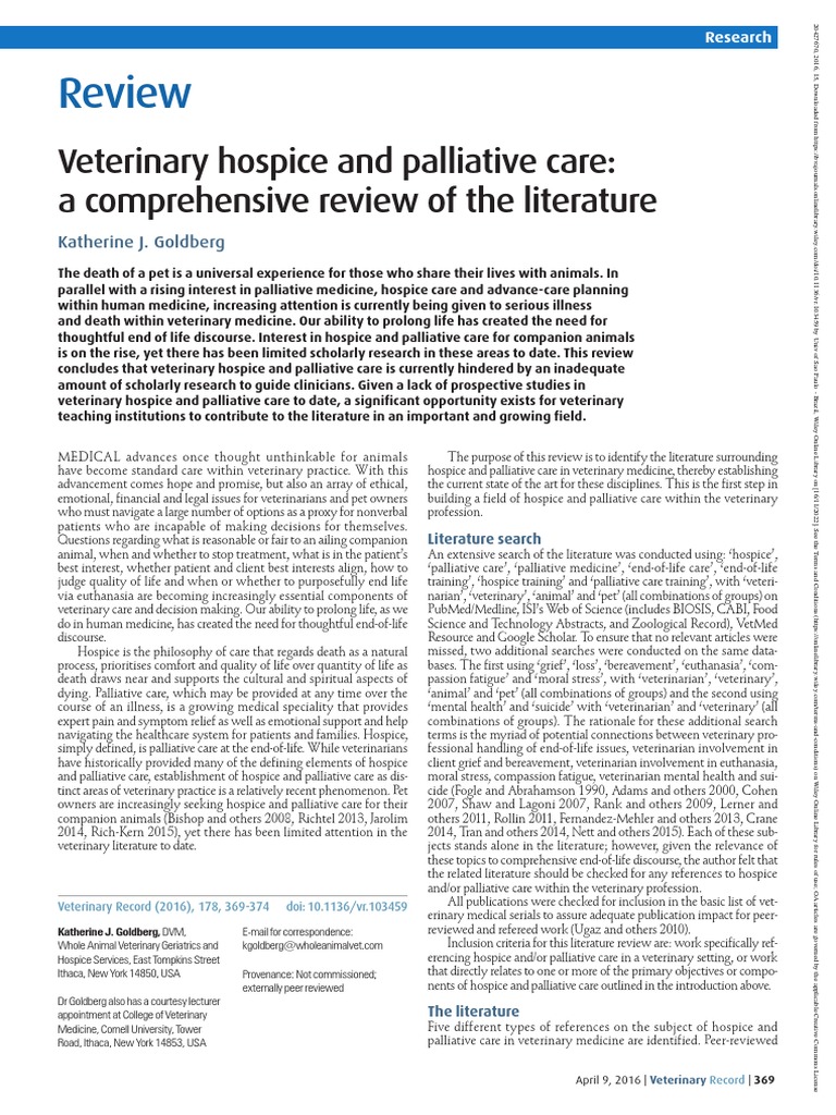 Veterinary Record - 2016 - Goldberg - Veterinary Hospice and Palliative ...
