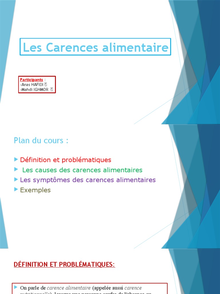 Les Carences Alimentaires SVT | PDF | Malnutrition | Vitamine