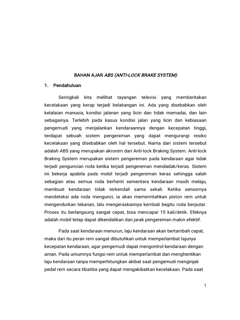 Panduan Lengkap Sistem Rem ABS | PDF | Teknologi & Rekayasa