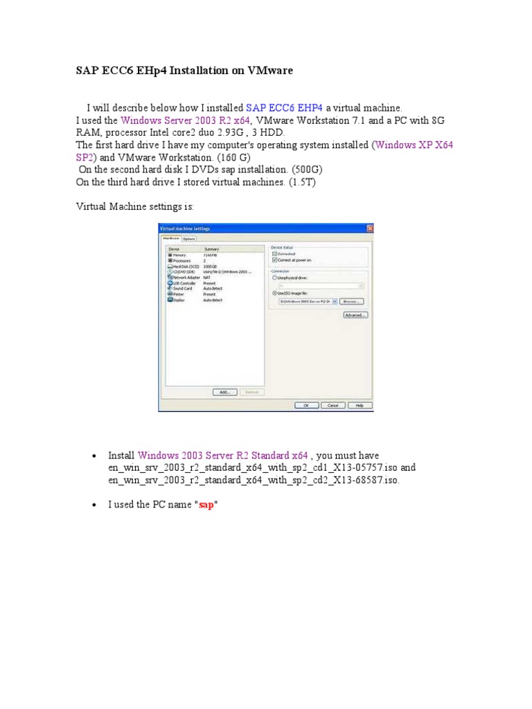 SAP ECC6 EHp4 Installation On VMware | PDF | Microsoft Windows | Oracle ...