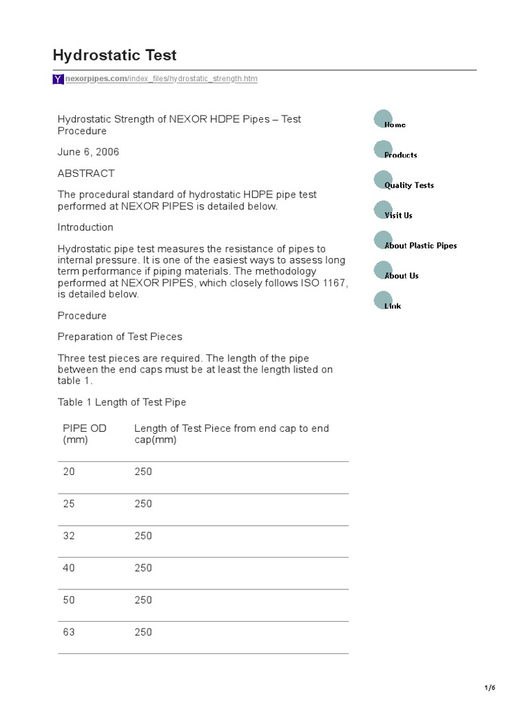 Hydrostatic Test | PDF | Pipe (Fluid Conveyance) | Pascal (Unit)