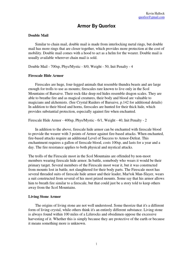 Earthdawn - Armor | PDF