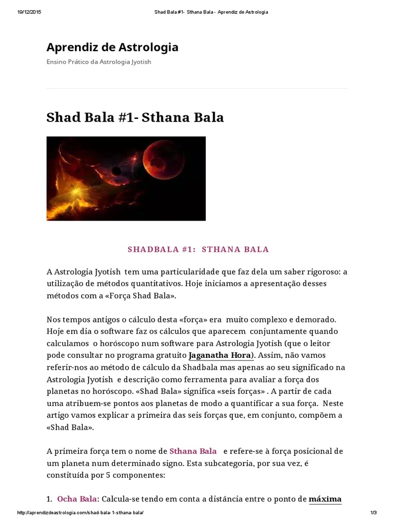 Shad Bala #1 - Sthana Bala - Astrologia | PDF | Zodíaco | Planetas