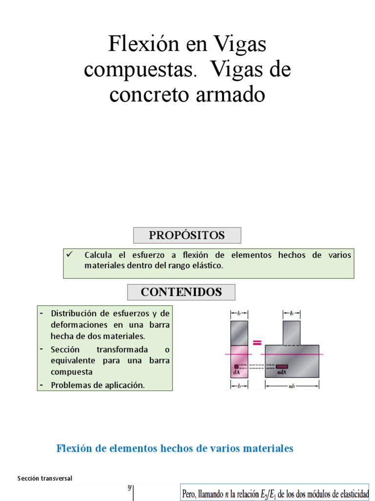 Sesion 06 Flexión en Vigas Compuestas | Descargar gratis PDF | Viga (Estructura) | Doblar