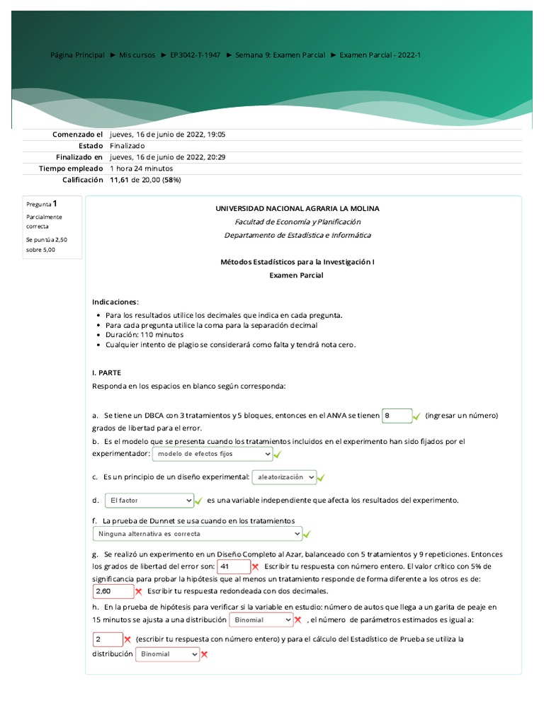 Examen Parcial - 2022-1 | PDF
