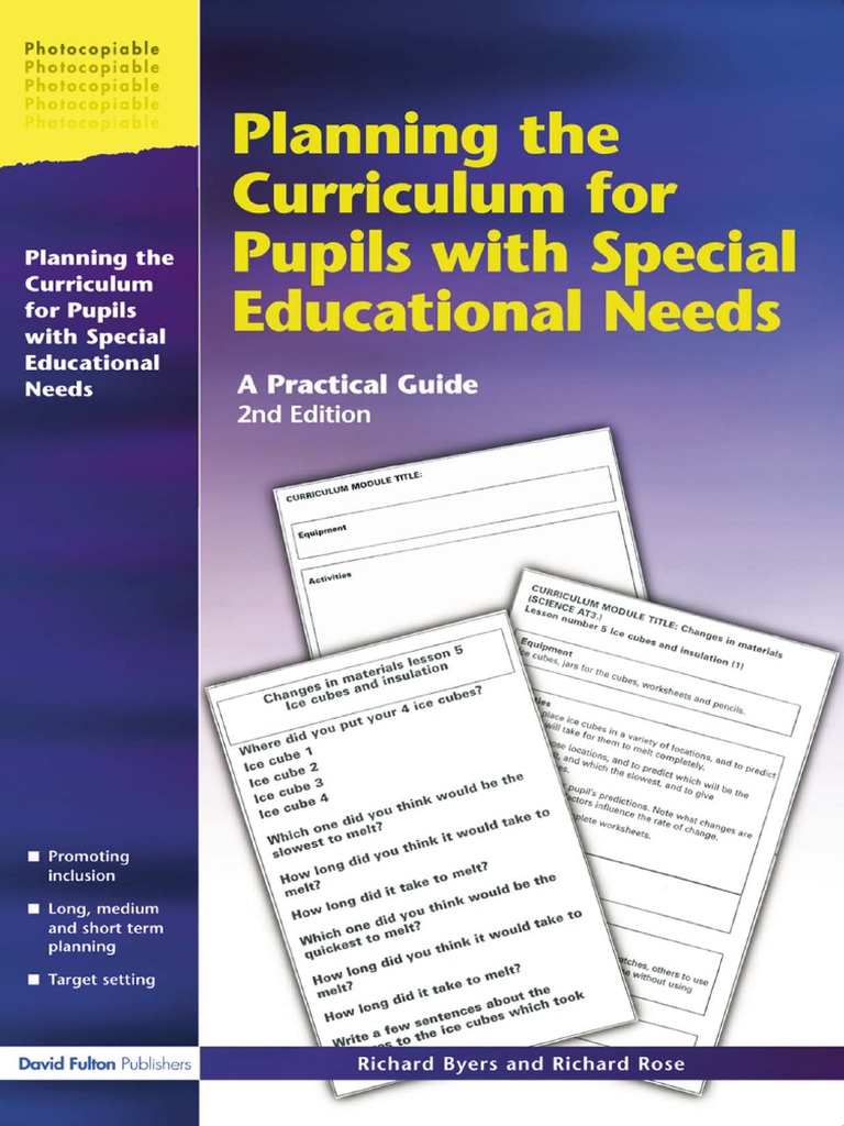 Planning The Curriculum For Pupils With Special Educational Needs A Practical Guide (Resource ...