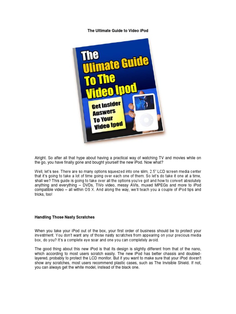 The Ultimate Guide To The Video Ipod | PDF | I Pod | I Tunes