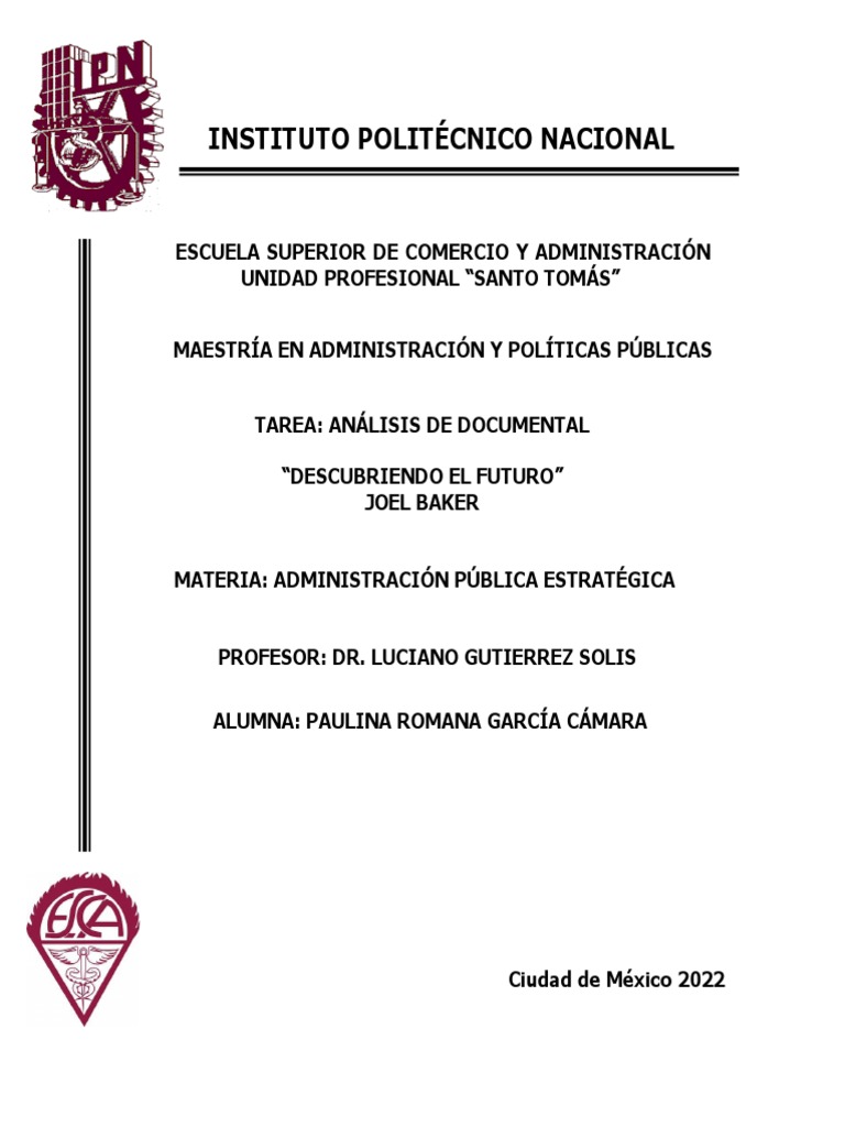 Control de Lectura No. 2. - Descubriendo El Futuro. Joel Barker | PDF