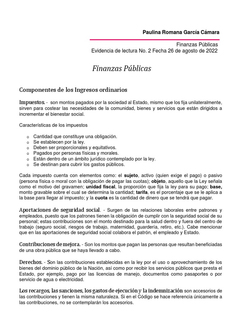 Control de Lectura No. 2. - Finanzas Públicas-Impuestos | PDF | Impuestos | Economias