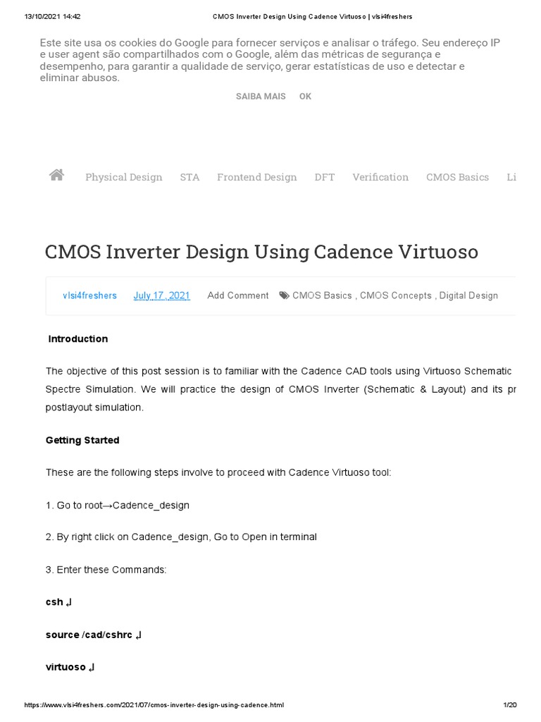 CMOS Inverter Design Using Cadence Virtuoso - Vlsi4freshers | PDF ...