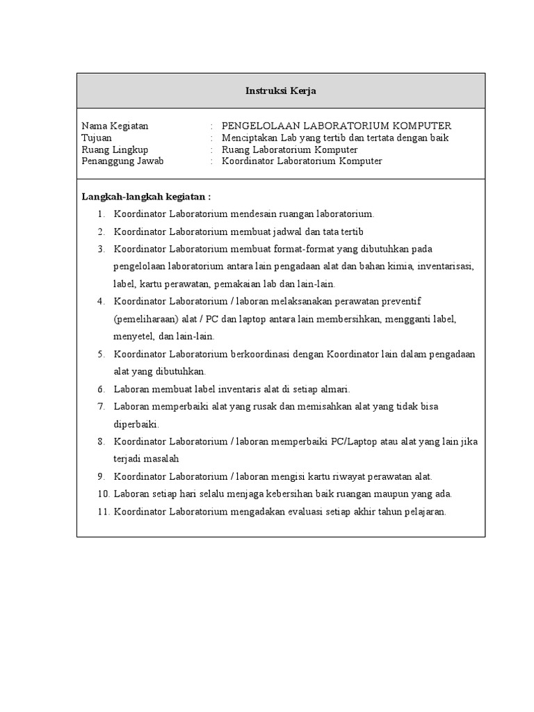 Administrasi Lab Kom | PDF