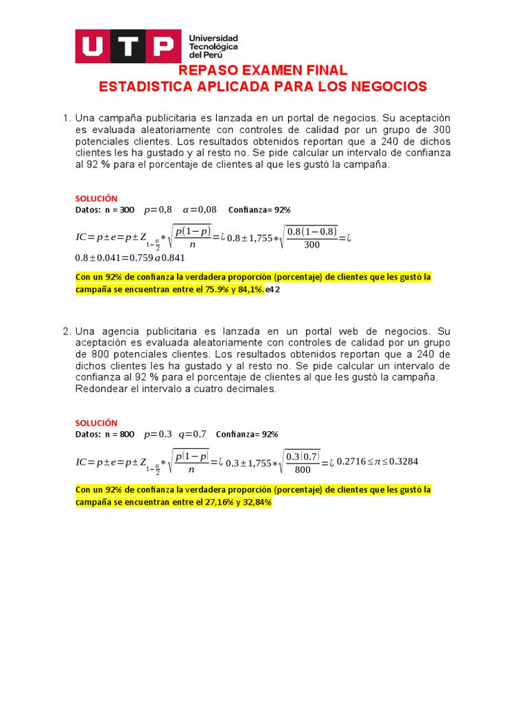 S17.s2-Repaso Examen Final | PDF | Estadísticas | Significancia estadística
