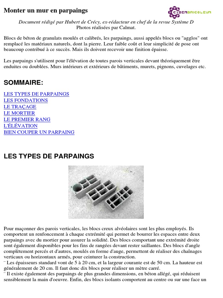 Mode Opératoire Mur en Parpaings | PDF