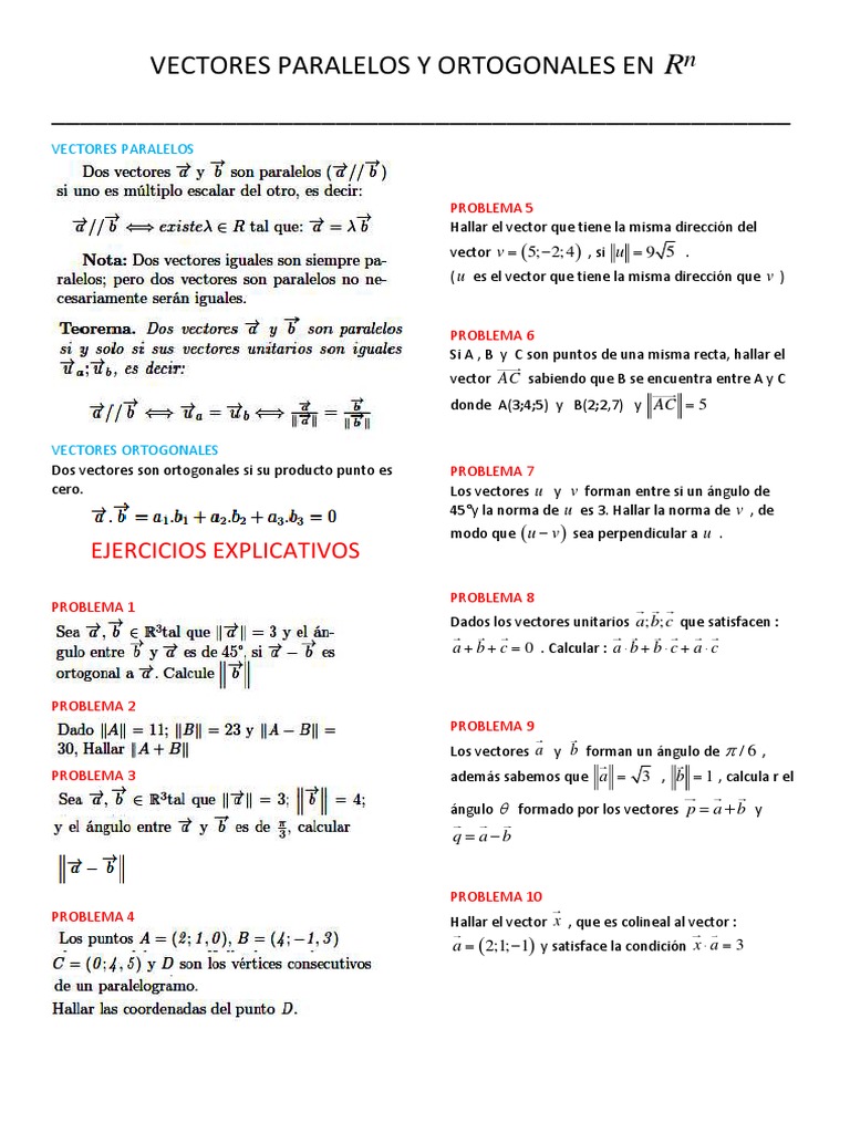 Vectores Paralelos y Ortogonales | PDF