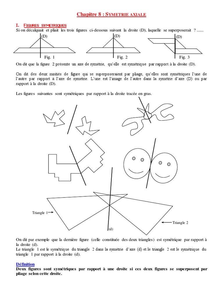 Symétrie axiale : définitions et propriétés | PDF | Cercle | Droite ...