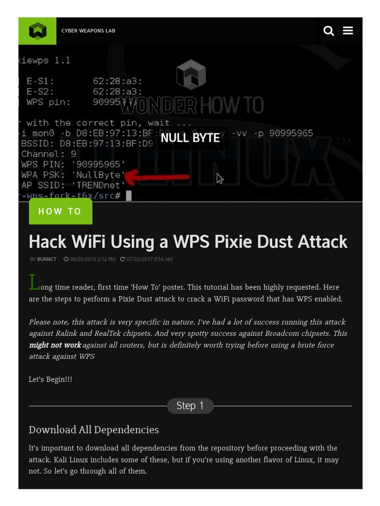 Hack Wifi Using A Wps Pixie Dust Attack | PDF
